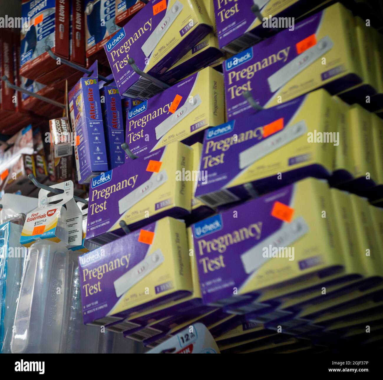 Home pregnancy test kits in a store in New York on Tuesday, September 7 ...
