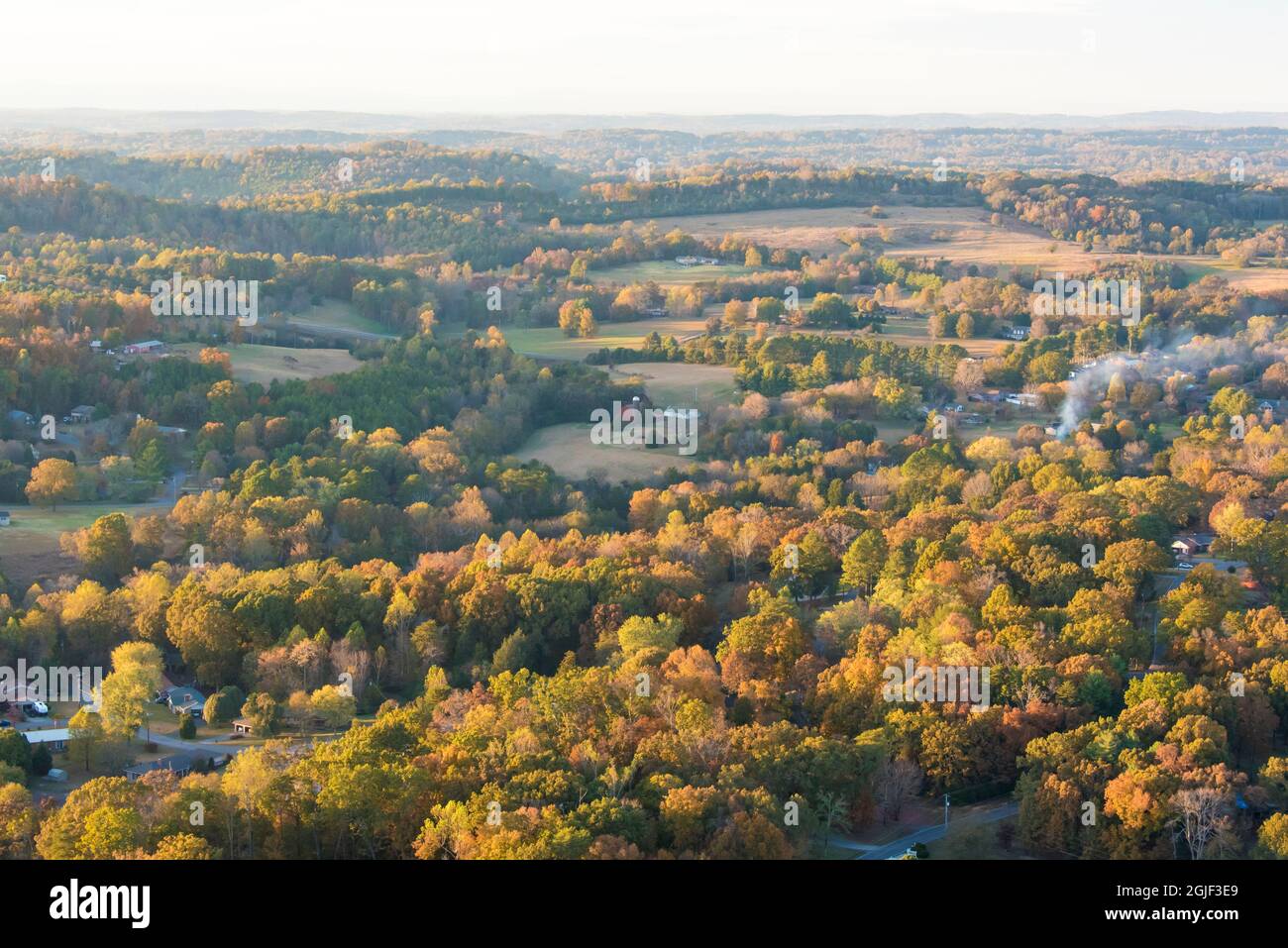 USA, Tennessee. Aerial of fall color rural east Tennessee Stock Photo ...