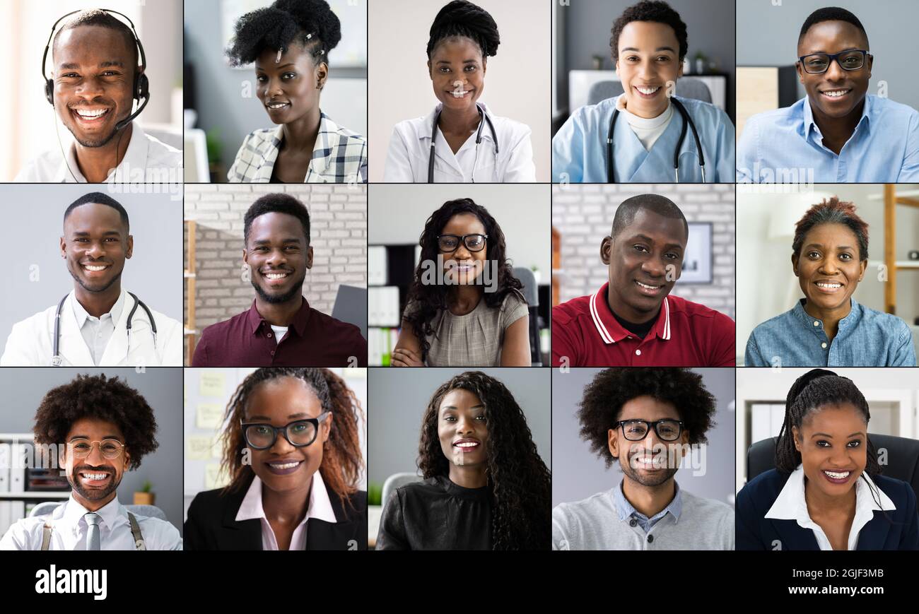 Professional Group Headshot Video Conference. Avatar Faces Collage ...