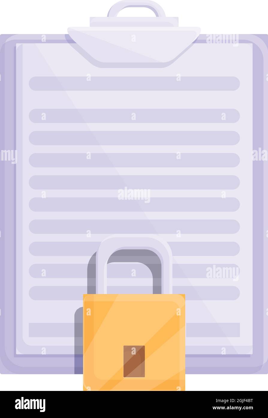Clipboard secure data icon cartoon vector. Online private. Safe protect ...