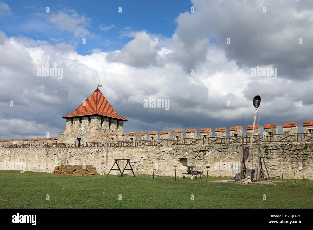 Medieval weapons in the courtyard of Bender Fortress Stock Photo - Alamy
