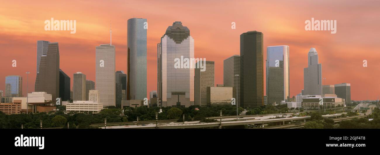 Houston, Texas skyline at sunset Stock Photo - Alamy