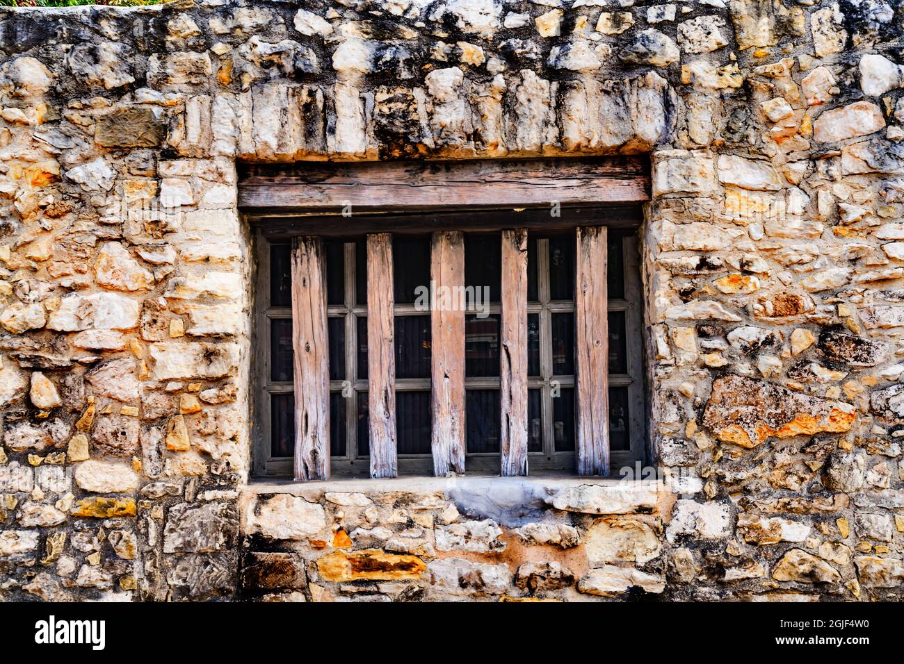 Alamo Mission Stone Wall Window Wood Rails background Abstract, San ...