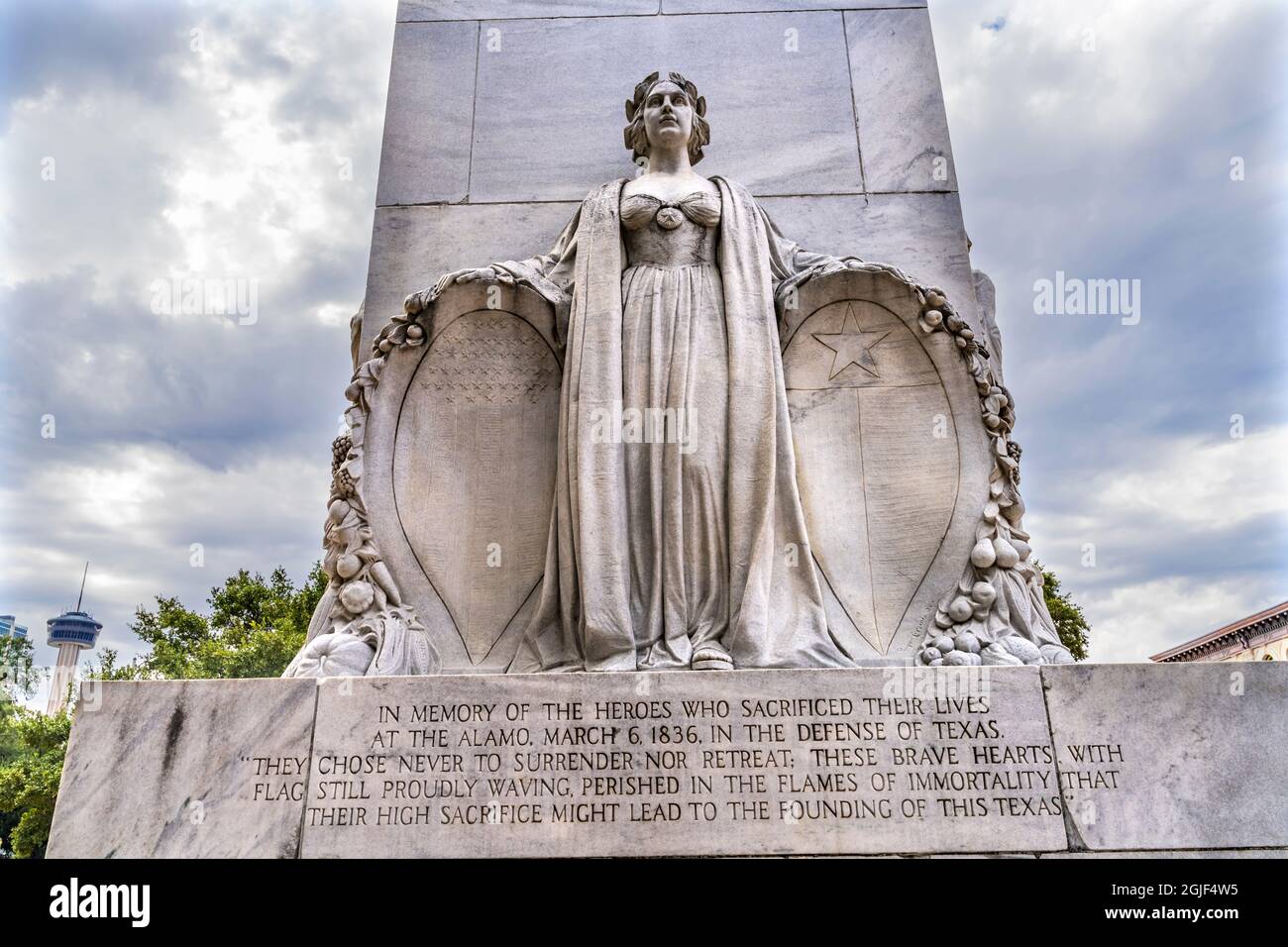Alamo, Cenotaph Memorial, San Antonio, Texas. Monument to heroes killed ...
