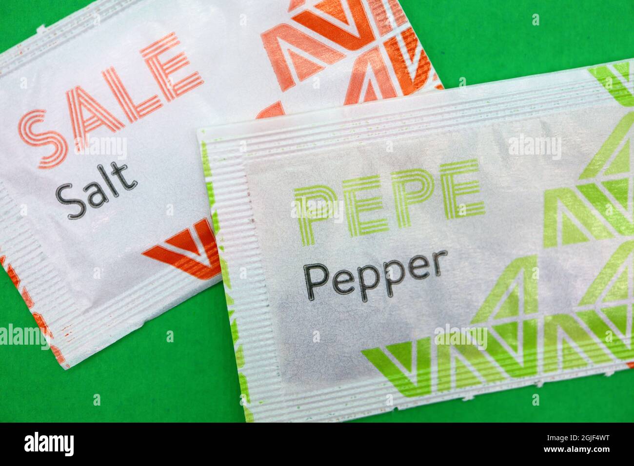 ALITALIA airlines, salt and pepper packets Stock Photo - Alamy