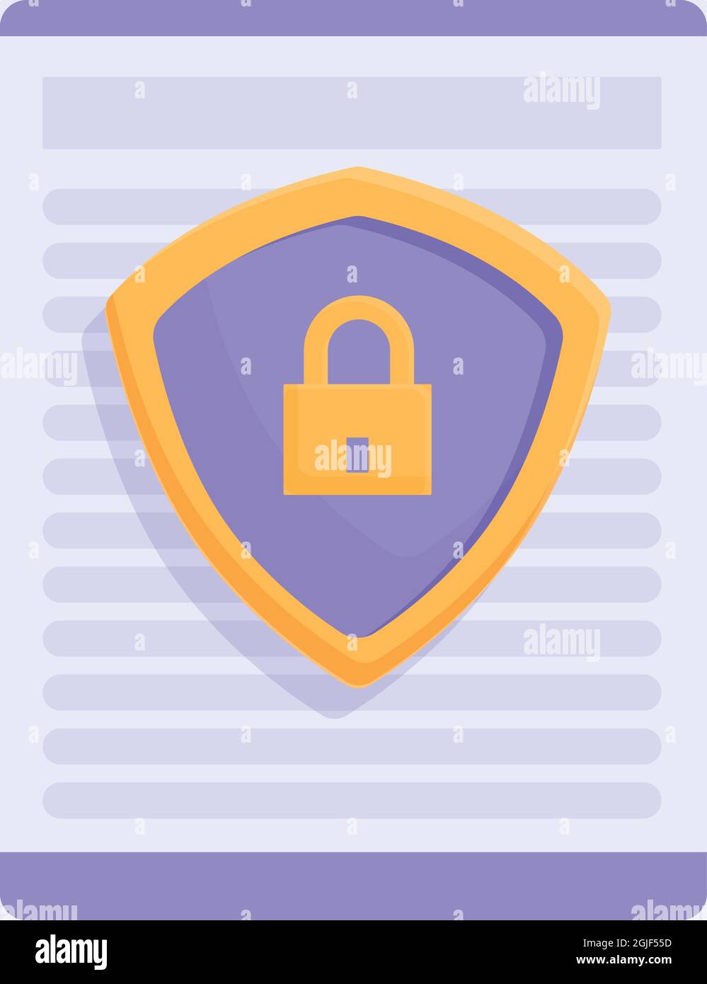 Paper data icon cartoon vector. Privacy policy. Secure online Stock ...