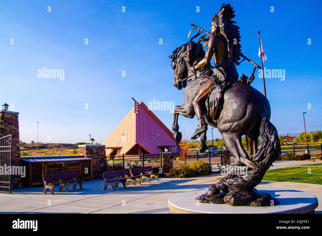 USA, Utah, Ballard, Northern Ute Veteran's Memorial Sculpture Stock ...