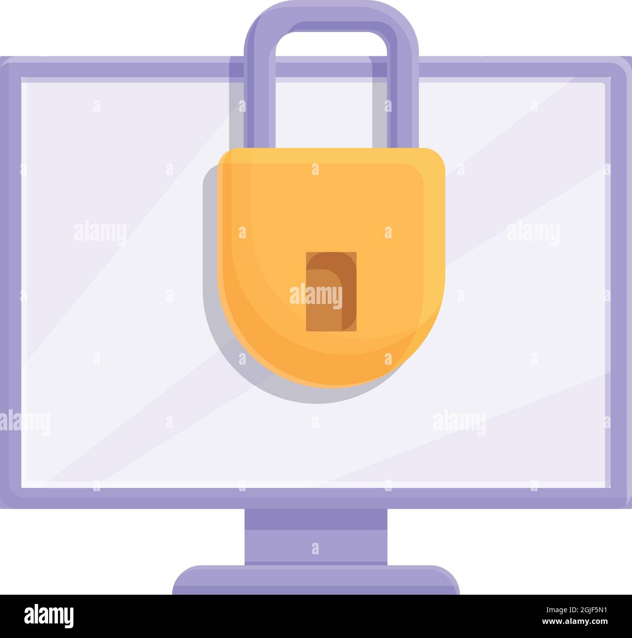 Lock monitor data icon cartoon vector. Secure privacy. Online private ...