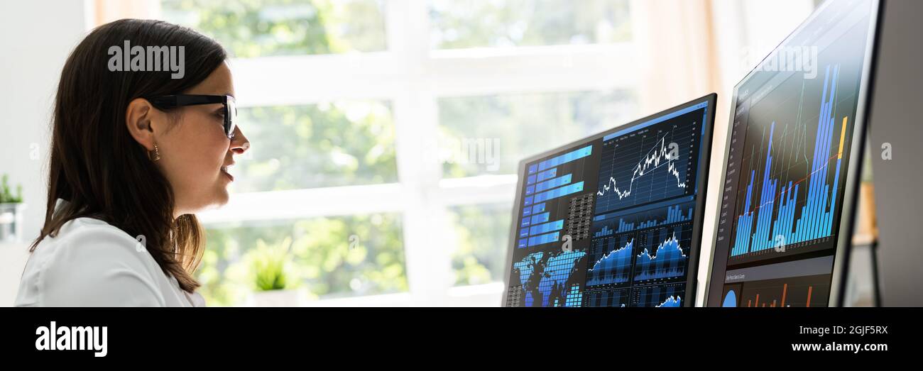 Predictive Business Data Analytics. Financial Analyst Woman Stock Photo ...