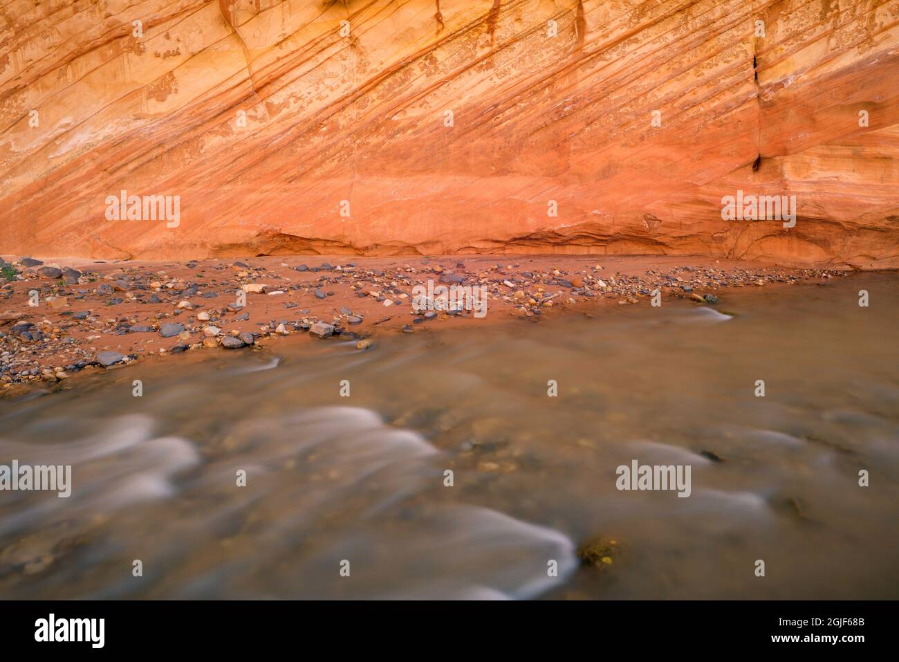 USA, Utah, Capitol Reef National Park, Fremont River and colorful ...
