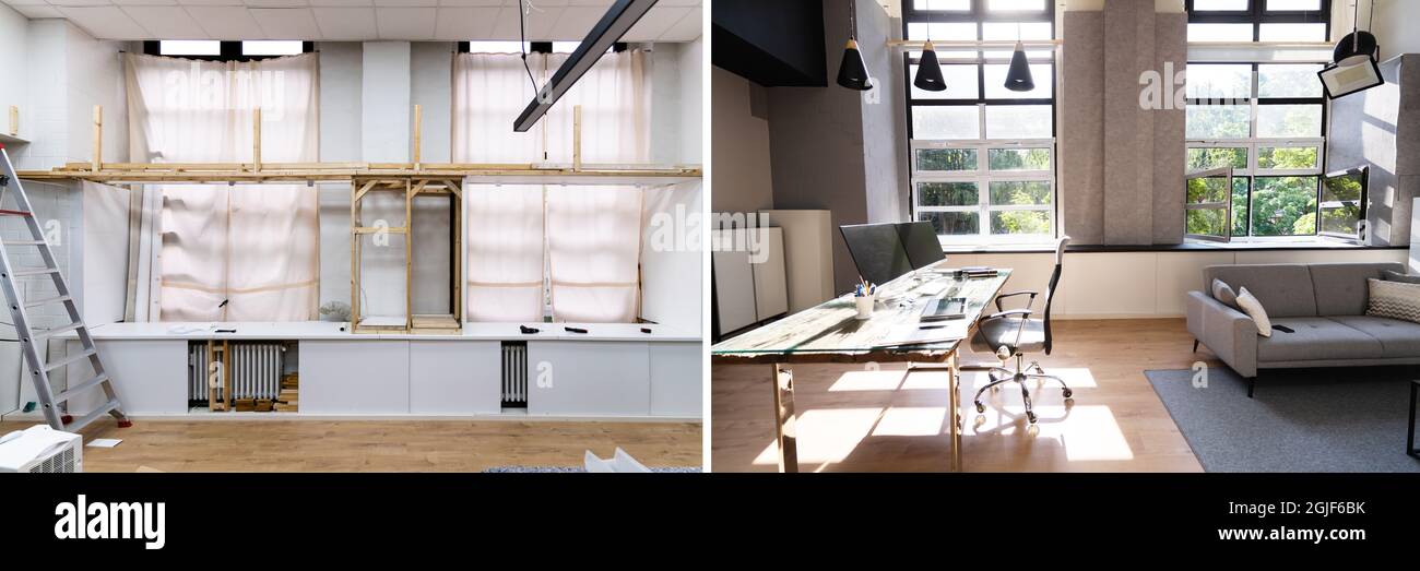 House Interior Renovation And Remodel Before After Stock Photo - Alamy