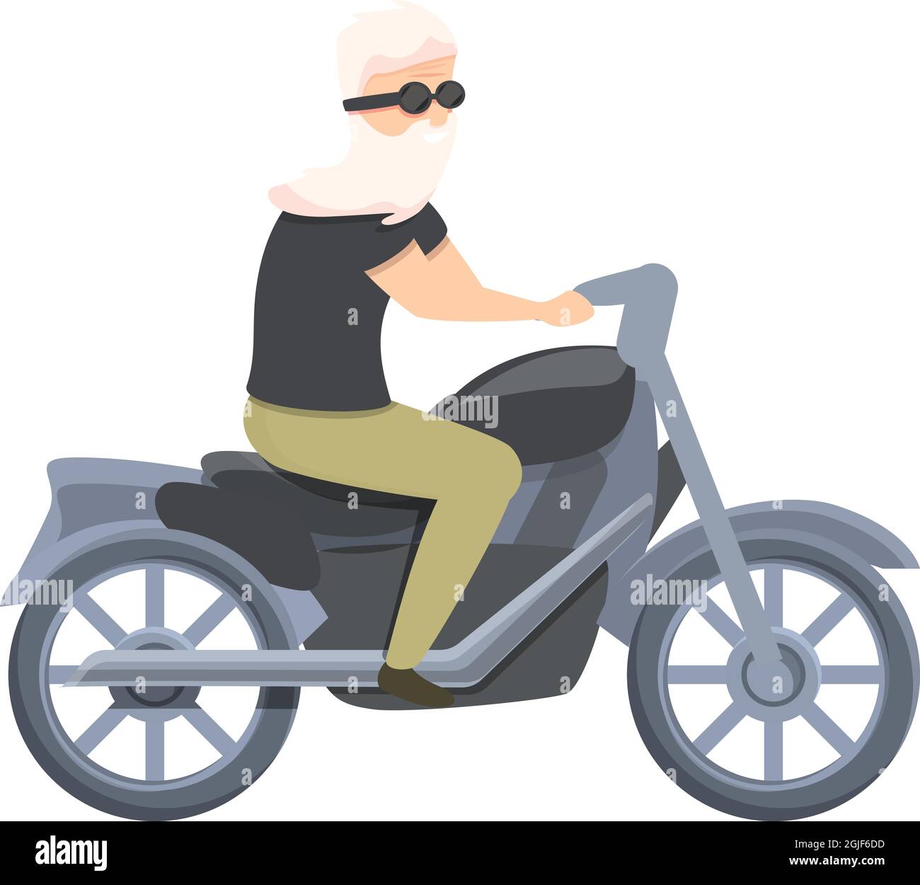 Grandpa biker icon cartoon vector. Senior travel. Person retirement ...