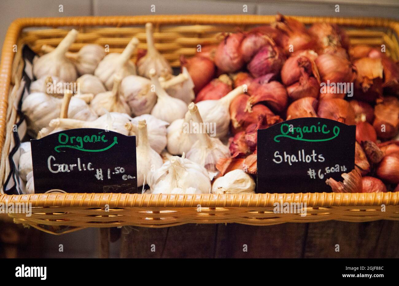 Butcher shop display of vegetables for sale in Middleburg, town in ...