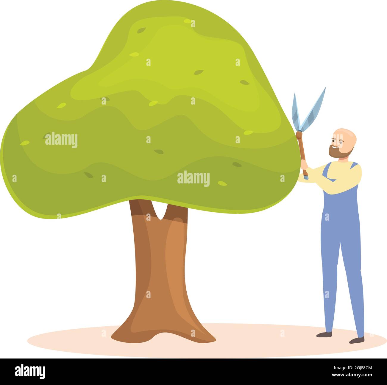 Tree garden hedge icon cartoon vector. Man maintenance. Worker lawn ...