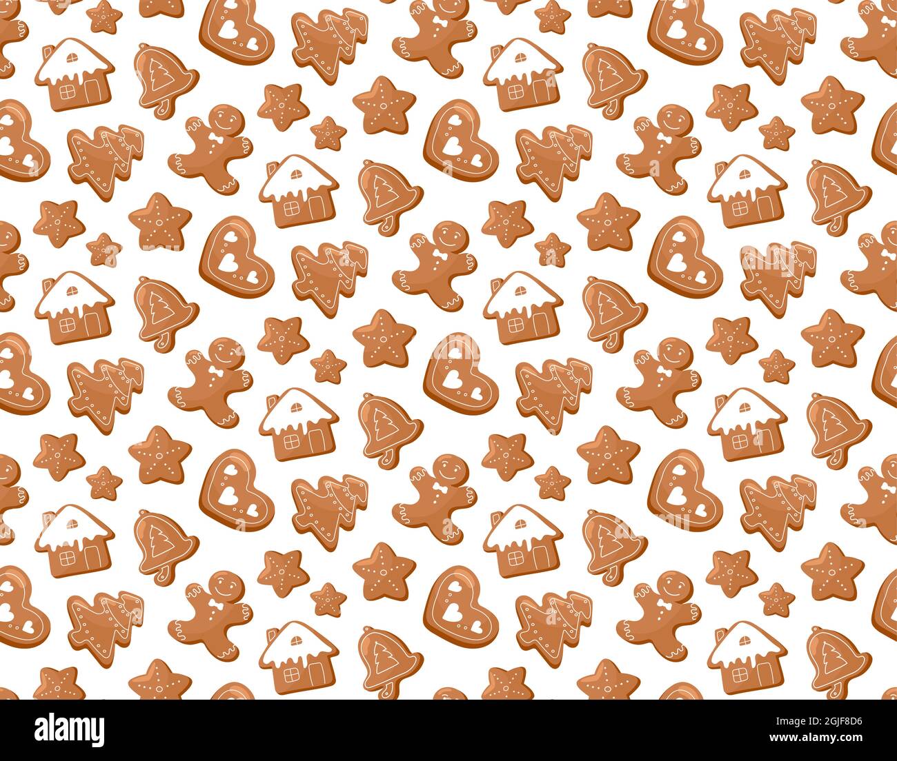 Festive seamless pattern with Christmas gingerbread. Cartoon drawing ...
