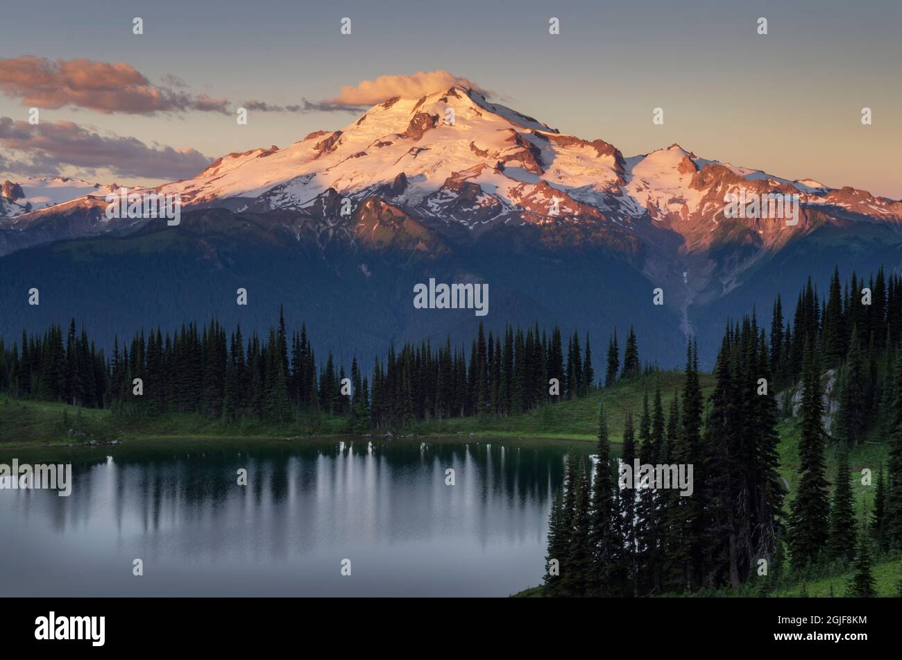 Usa Washington State Image Lake And Glacier Peak Seen From Miner S