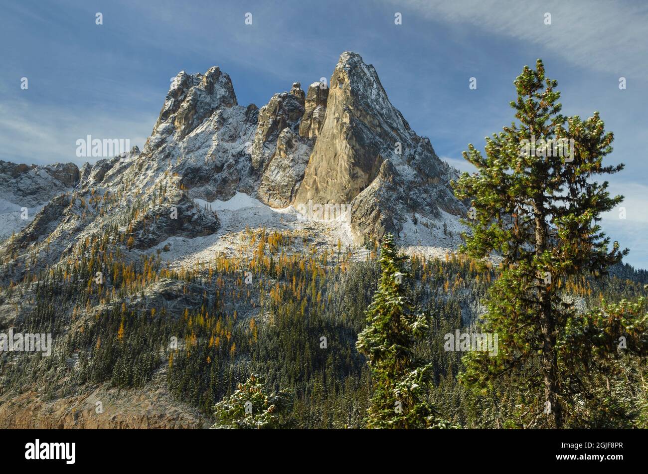 Liberty Bell Mountain and Early Winters Spires seen from Washington ...