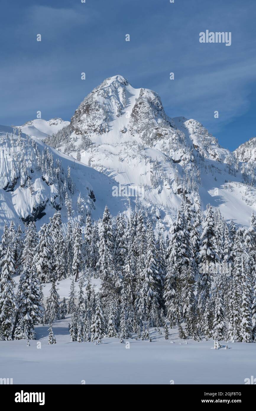 Mount Herman in winter, North Cascades, Washington State Stock Photo ...