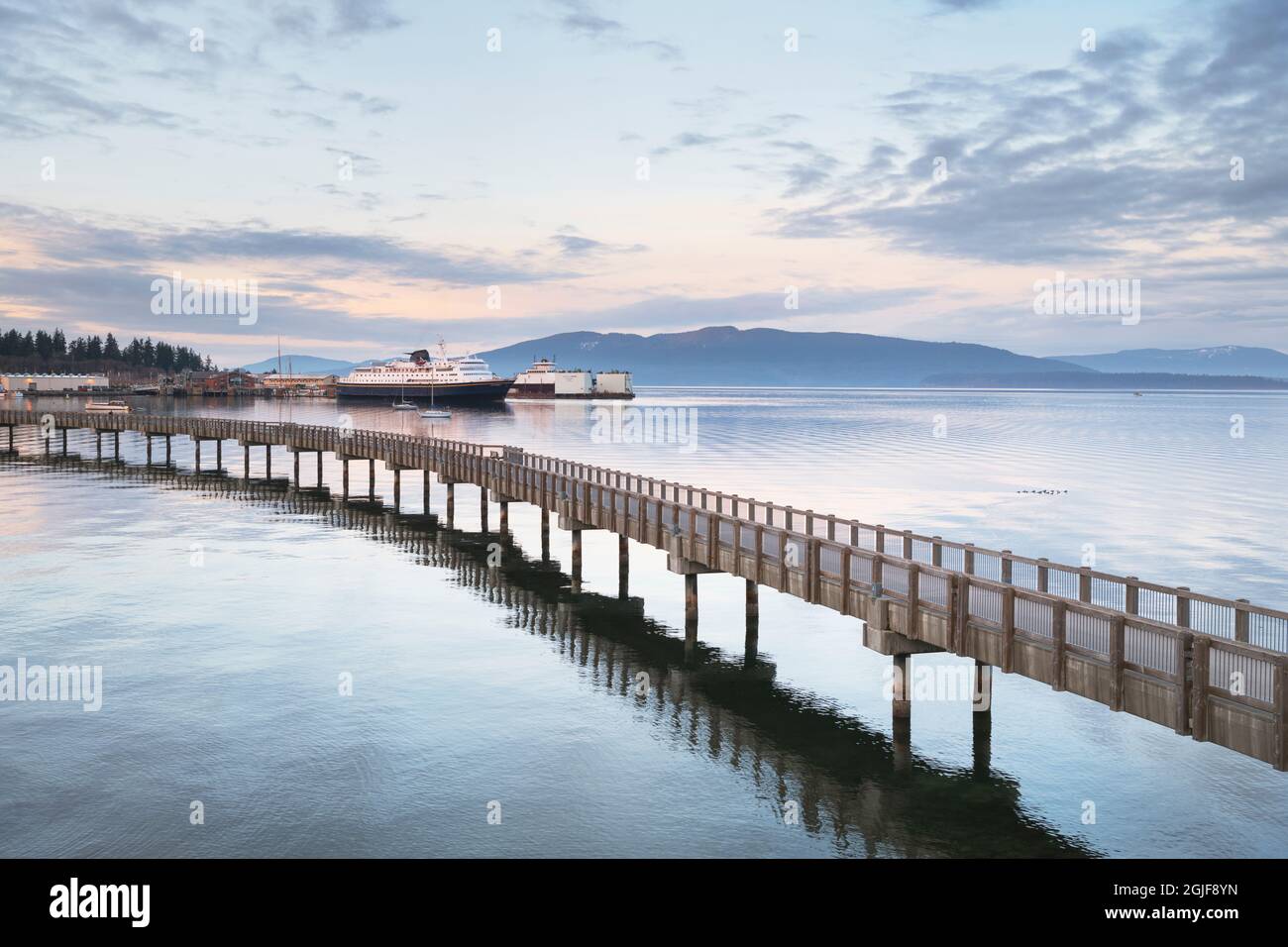 Alaska Ferry approaching dock in Bellingham Bay, from Boulevard Park ...