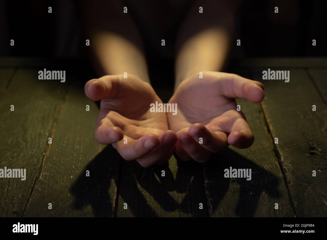 Outstretched arms forward. Outstretched palms forward. Empty palms ...