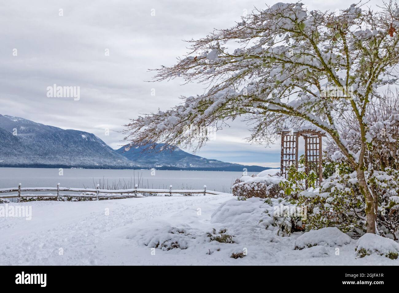 USA, Washington State, Seabeck. Scenic Beach State Park in winter ...