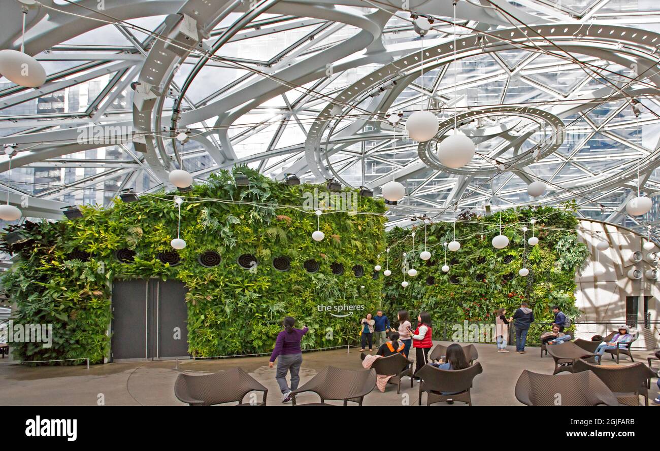 USA, Washington State, Seattle, The Amazon Spheres. (Editorial Use Only ...