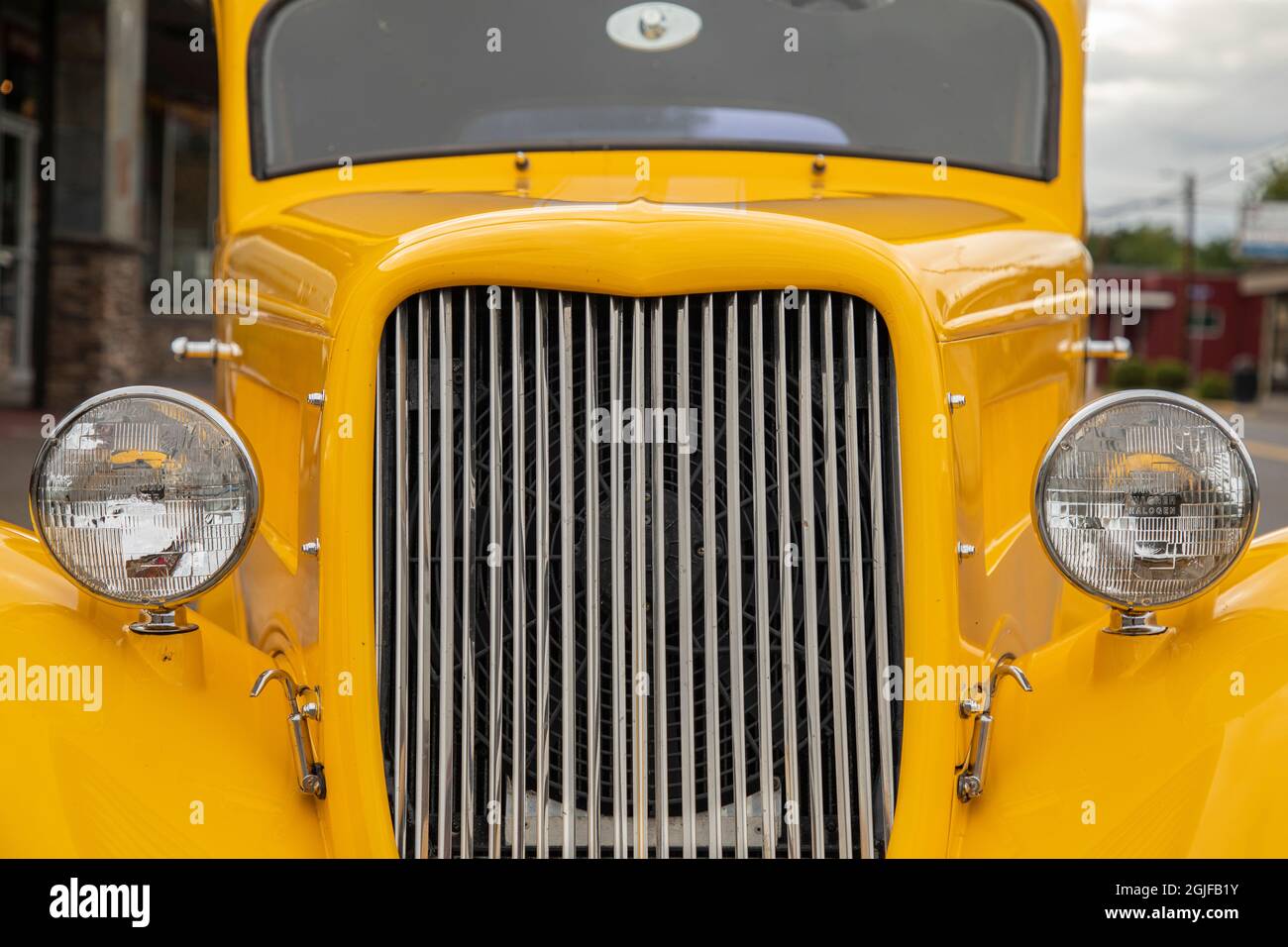 USA, Washington State, Battle Ground. Classic car parked on the street ...