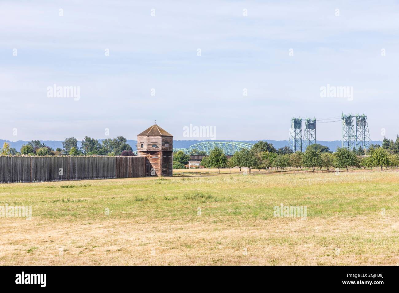 USA, Washington State, Fort Vancouver National Historic Site. Stockade ...