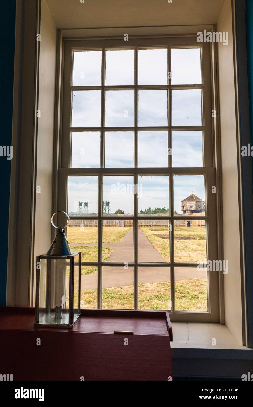 USA, Washington State, Fort Vancouver National Historic Site. View out ...
