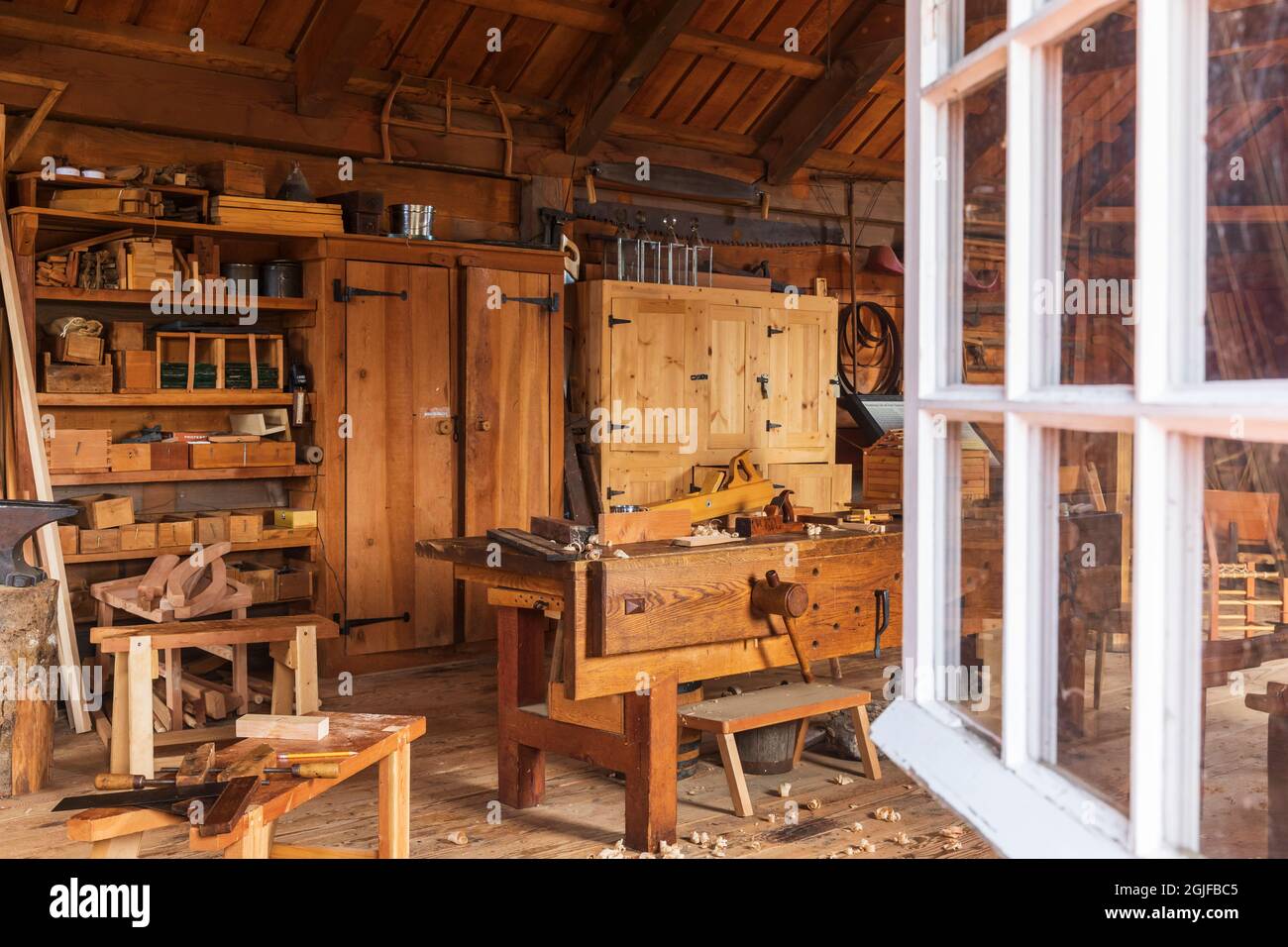 USA, Washington State, Fort Vancouver National Historic Site. Carpenter ...