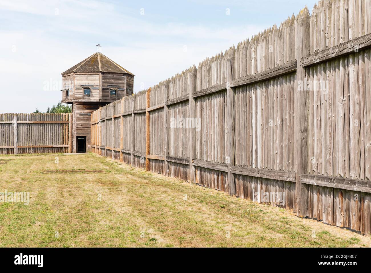 USA, Washington State, Fort Vancouver National Historic Site. Stockade ...