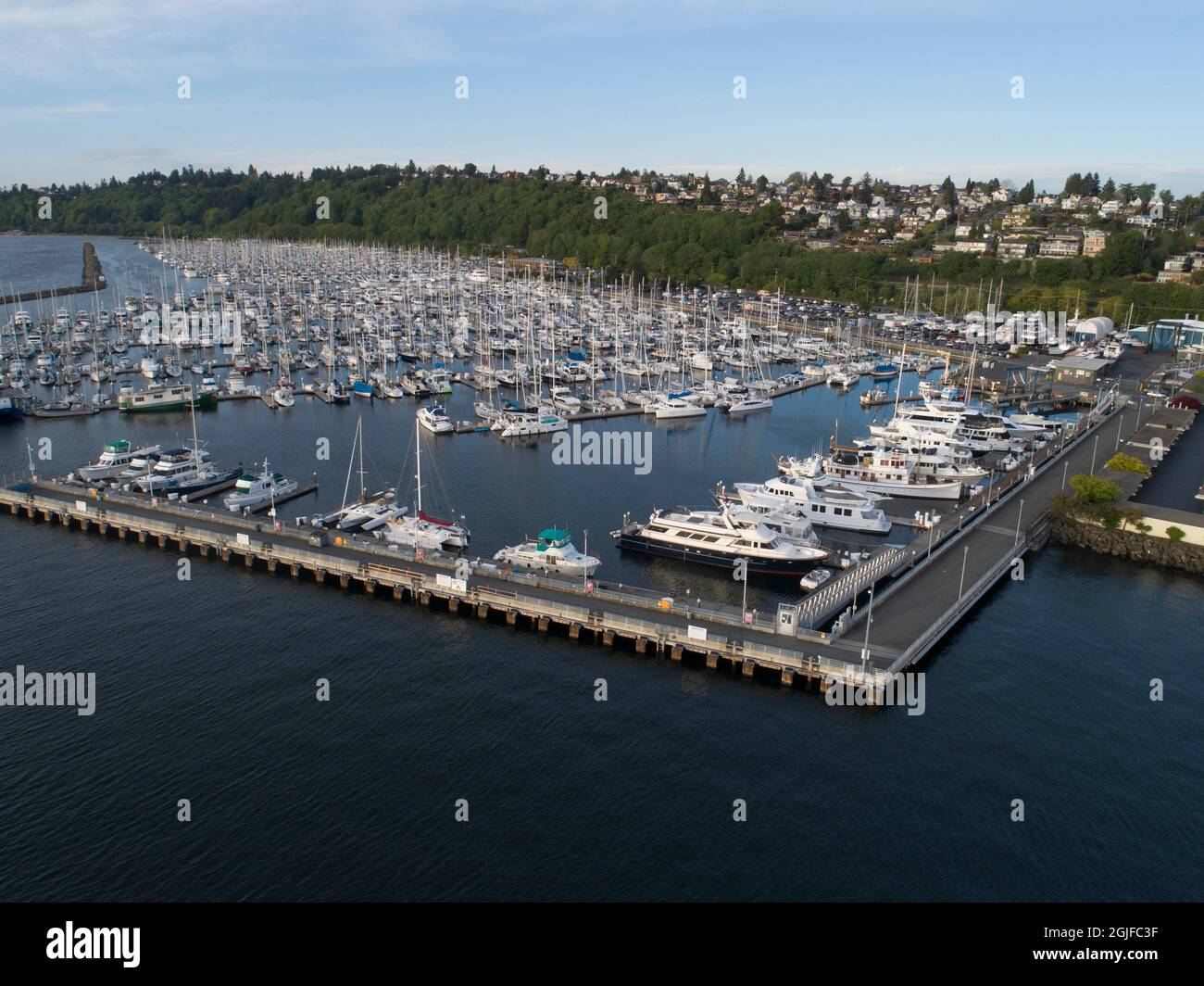 Aerial view of Shilshole Bay Marina, Seattle, Washington State Stock ...