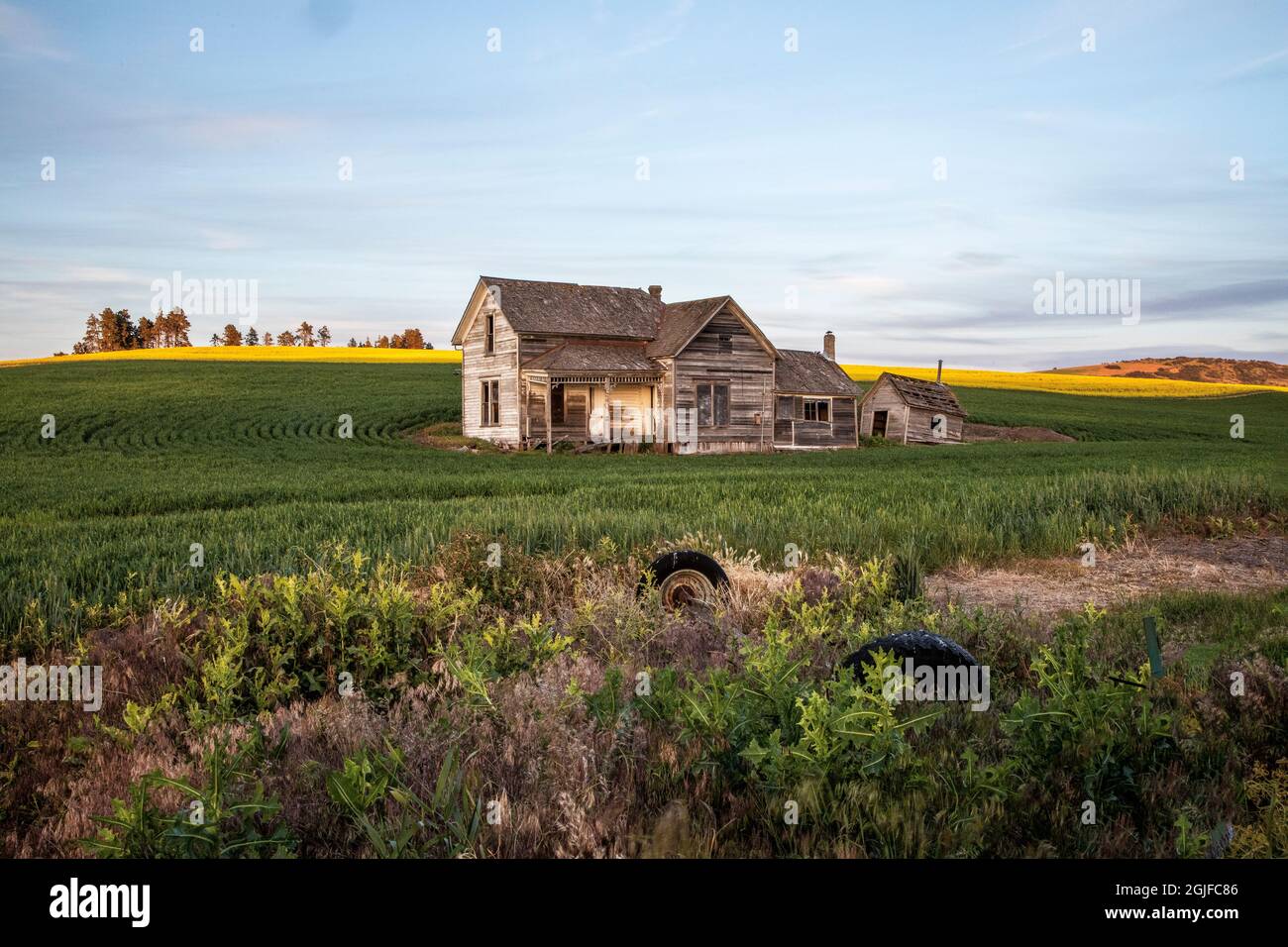 USA, Washington State, Palouse. Abandoned house in Colton Stock Photo ...