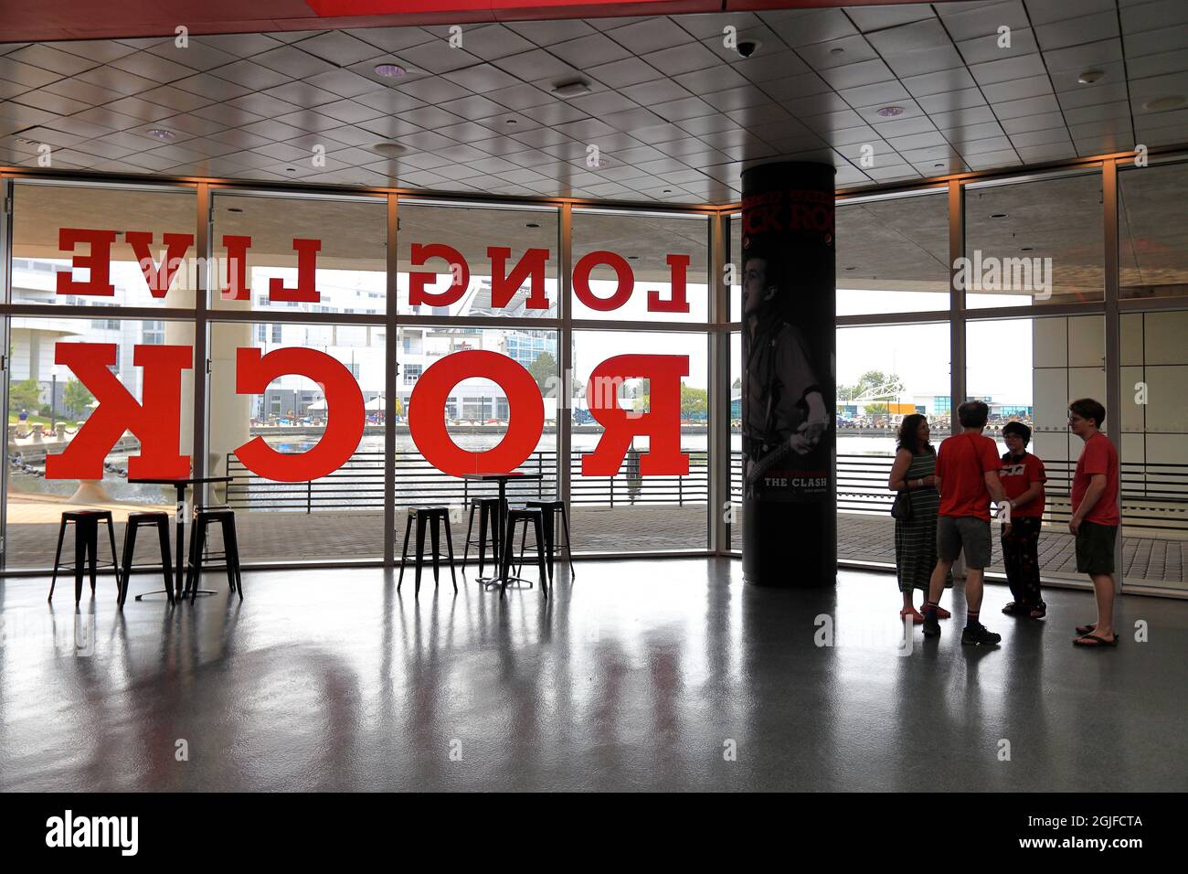 Sign of Long Live Rock on the window of Rock and Roll Hall of Fame ...