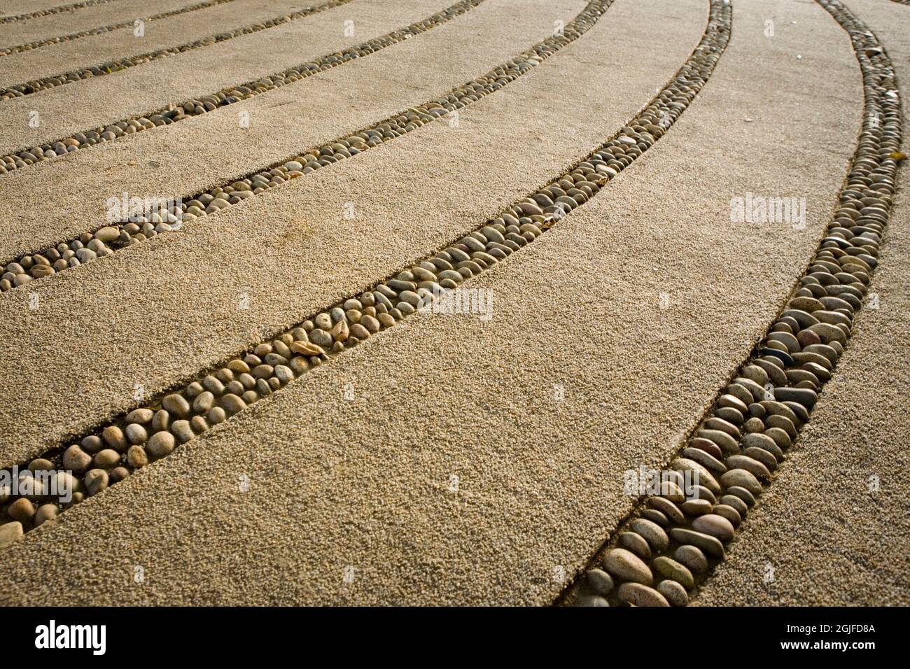 Usa, Washington State. Paths and stone dividers in labyrinth used for ...