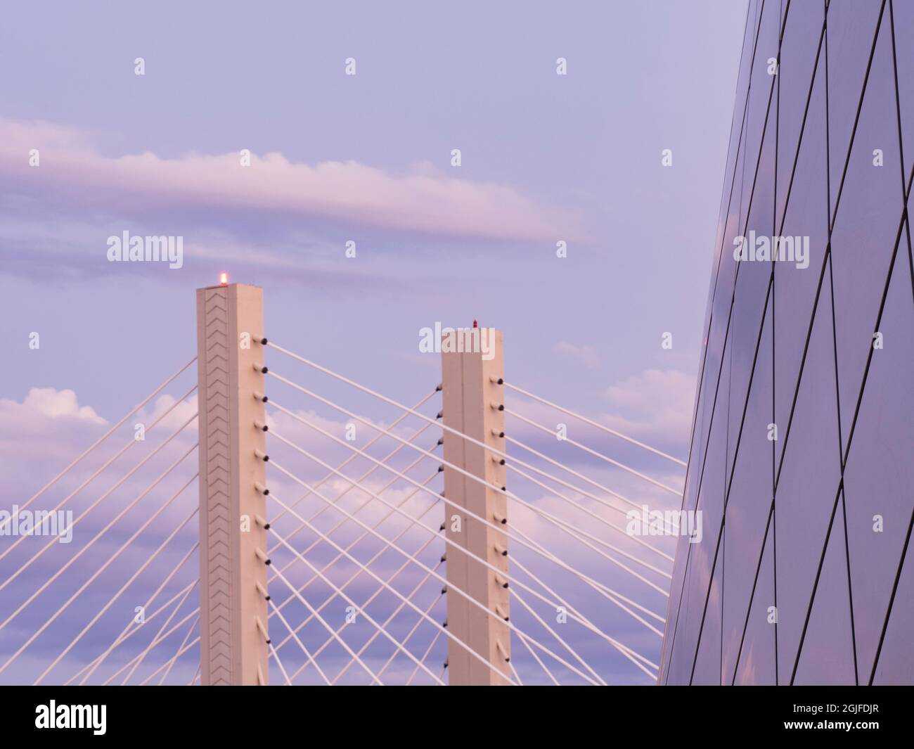Usa, Washington State, Tacoma. Cable-stayed SR 509 bridge over Thea ...