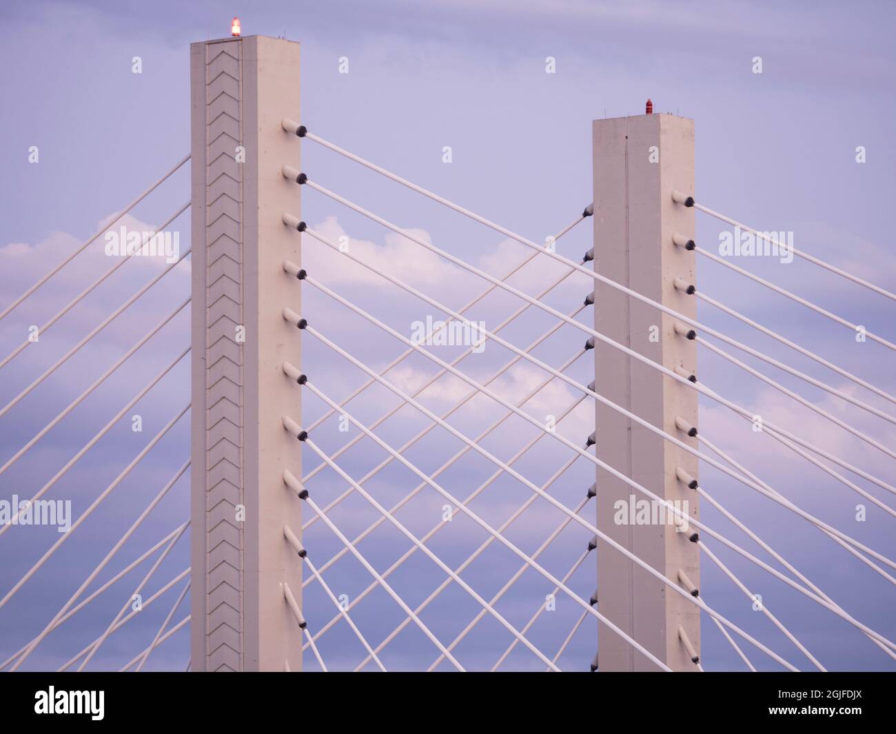 Usa, Washington State, Tacoma. Cable-stayed SR 509 bridge over Thea ...