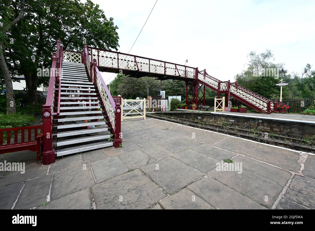 Footbridge at Ramsbottom station Stock Photo - Alamy