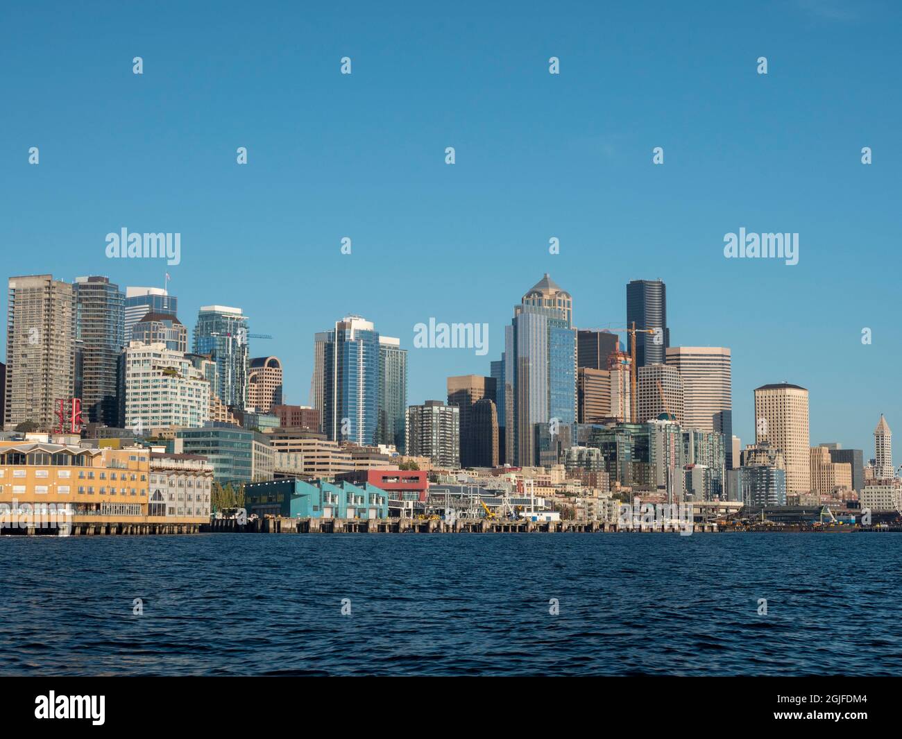 Usa, Washington State, Seattle, downtown skyline viewed from boat in ...