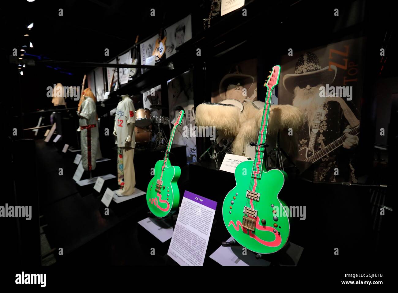Exhibition of ZZ Top rock band in Rock and Roll Hall of Fame.Cleveland ...