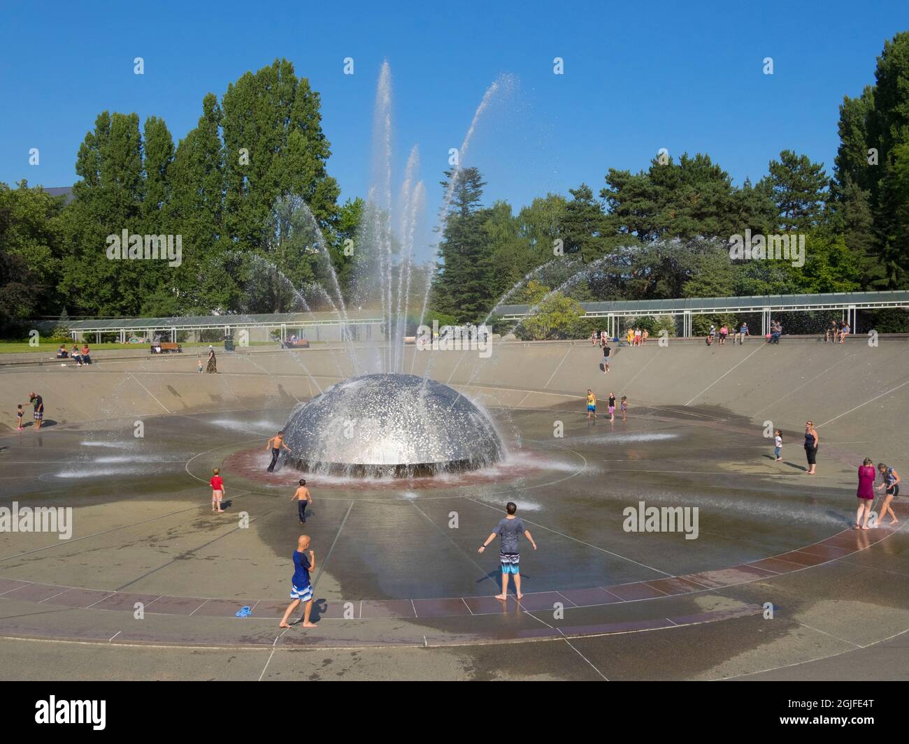 WA, Seattle, Seattle Center, Children playing at the International ...