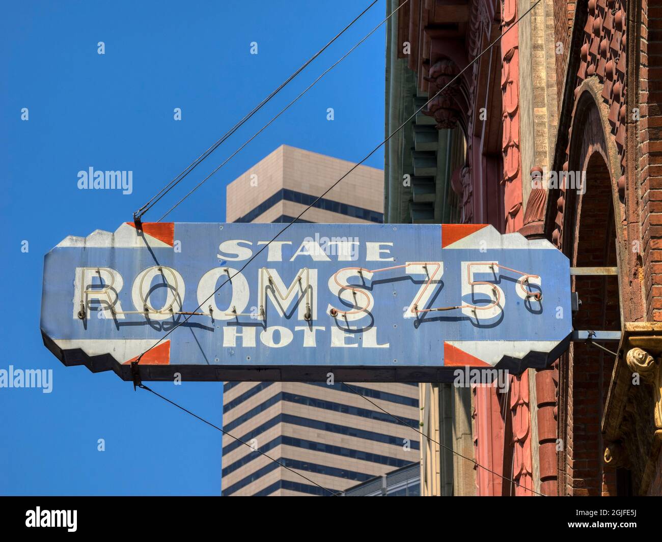 WA, Seattle, the old State Hotel sign, in historic Pioneer Square Stock ...