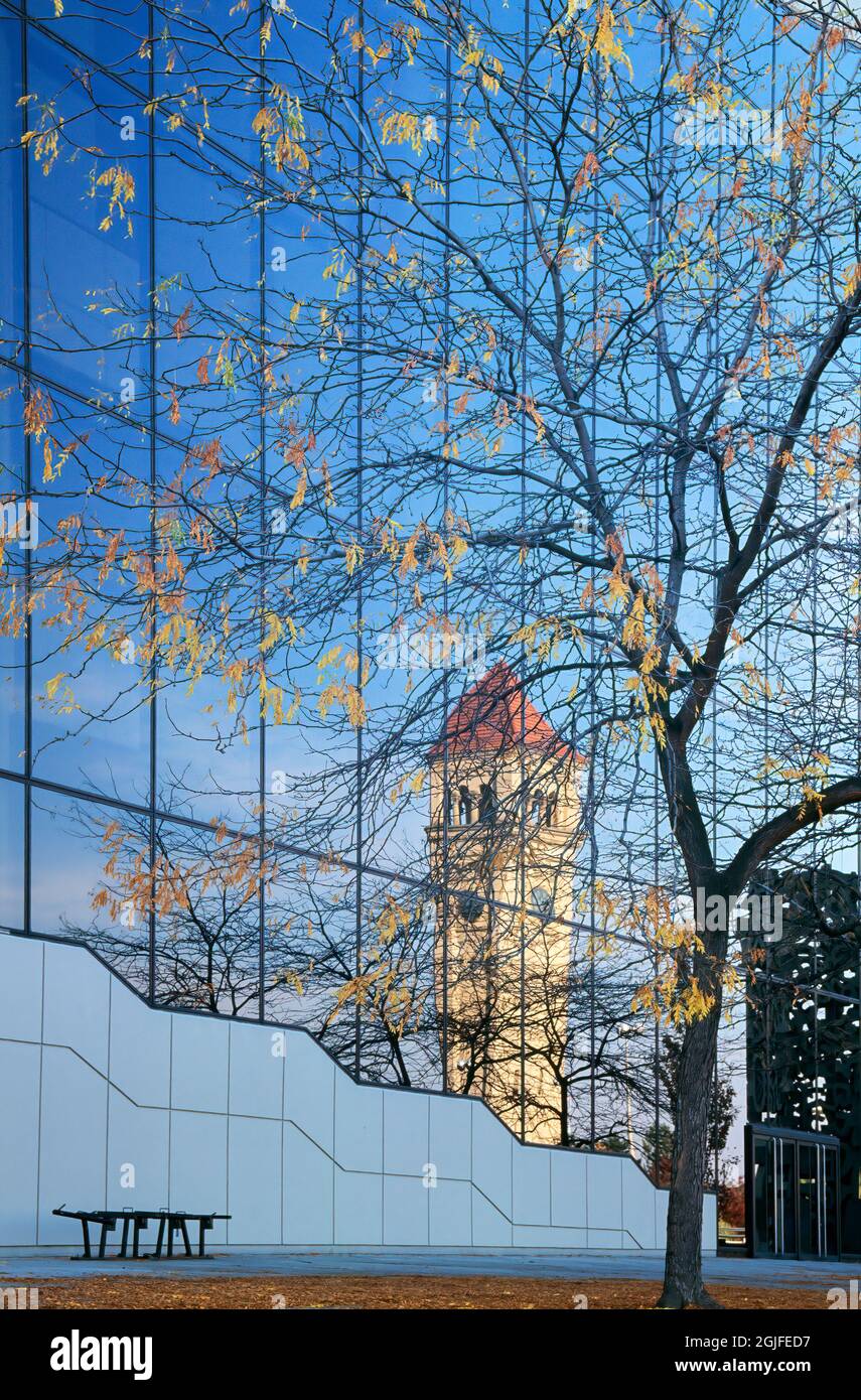 Washington State, Spokane, Convention Center with reflection of the ...