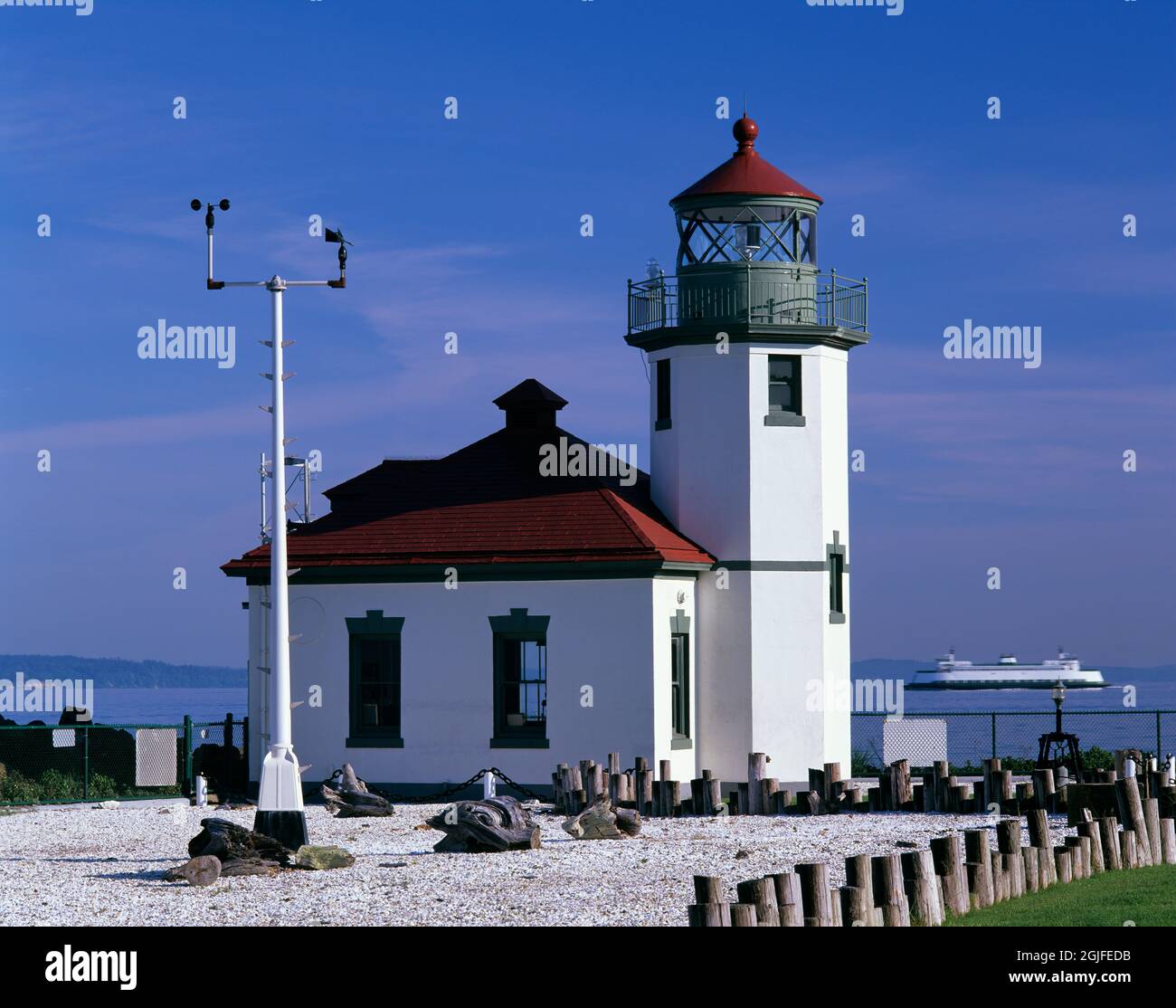 Washington State, Seattle. Alki Point Lighthouse, established 1887 ...
