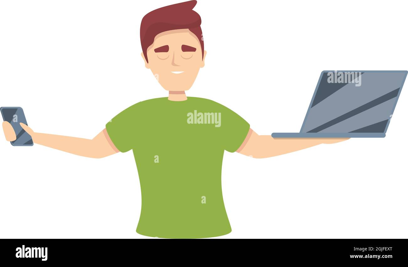 Stress concentration icon cartoon vector. Work zen. Computer mind Stock ...