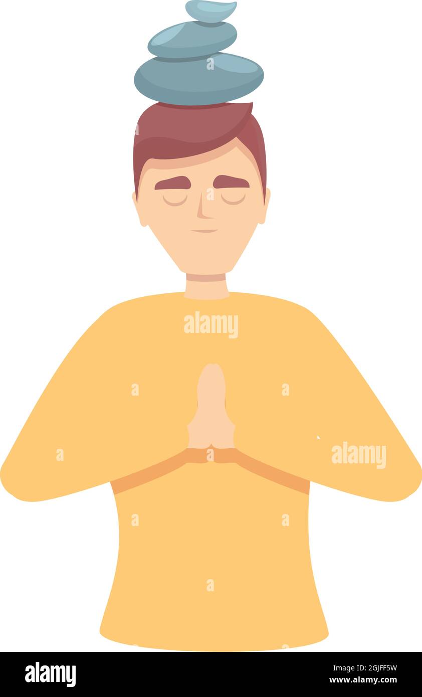 Zen mind icon cartoon vector. Work concentration. Think meditate Stock ...