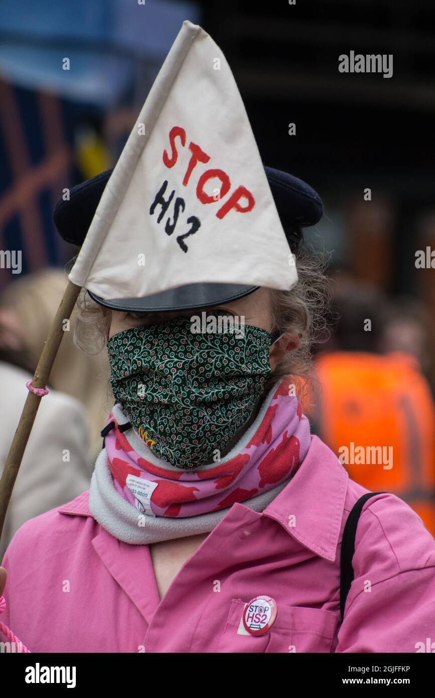 London, UK. September 9th 2021: Environmental activists protests of HS2 ...