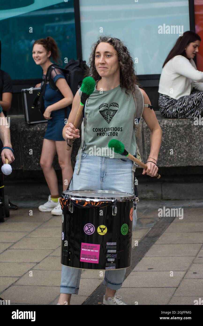 London, UK. September 9th 2021: Environmental activists protests of HS2 ...