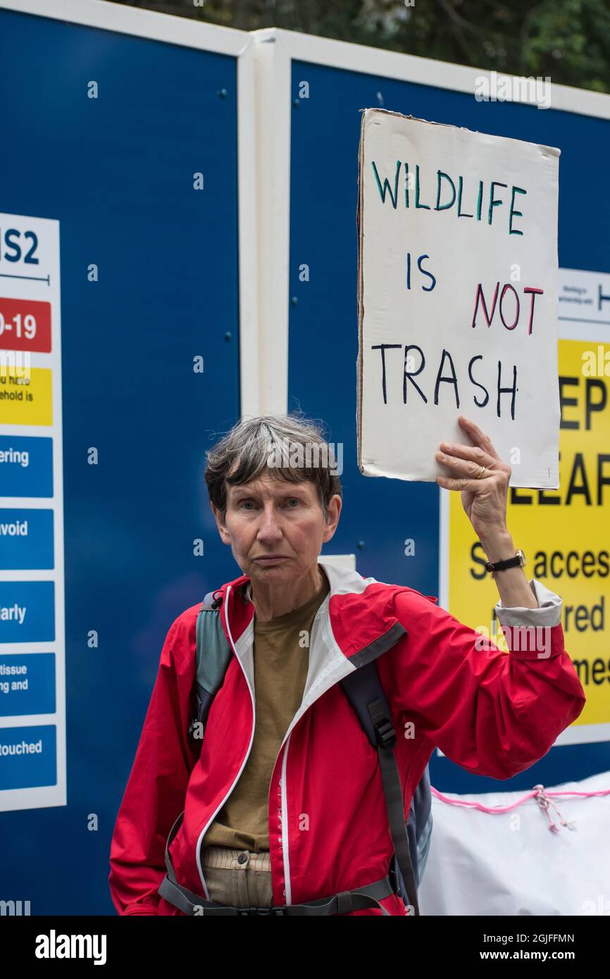 London, UK. September 9th 2021: Environmental activists protests of HS2 ...