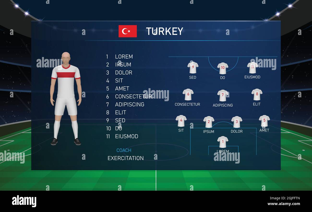 Football scoreboard broadcast graphic template with squad soccer team ...